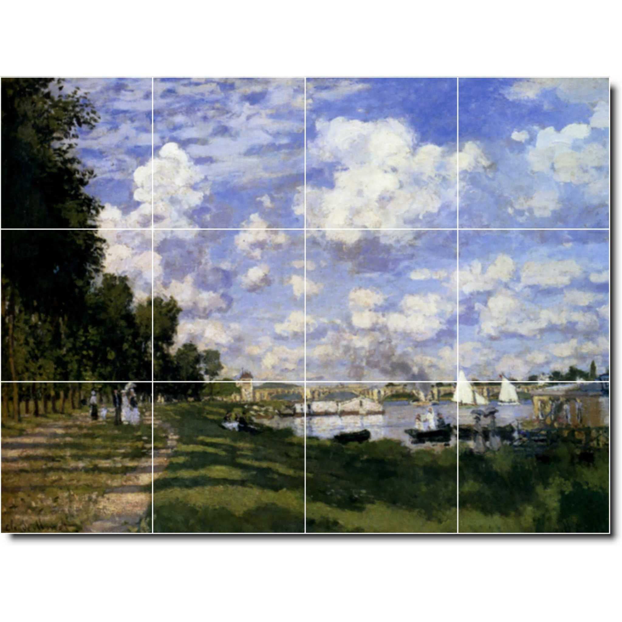 Ceramic Tile Mural-Claude Monet Country Painting 96. 48" w x 36" h ...