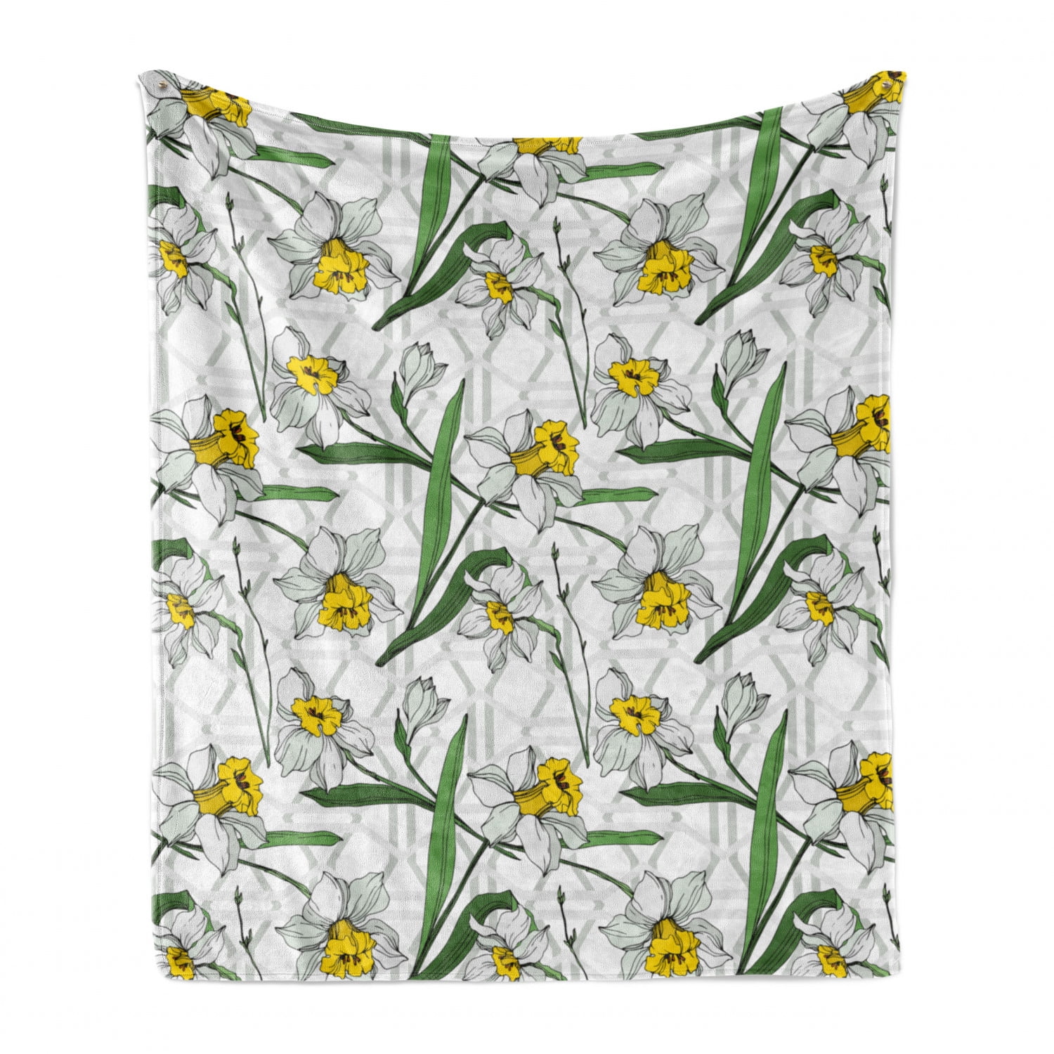 Floral Soft Flannel Fleece Throw Blanket, Narcissus Blossoms Field ...