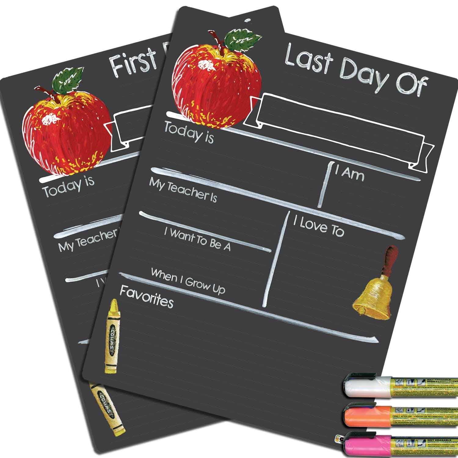 Cohas Basic First and Last Day of School Milestone Chalkboards, 12 by ...