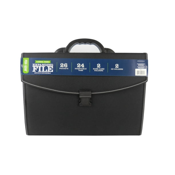 Pen+Gear Expanding File Organizer, Black Fabric, 26 Pockets and Top ...