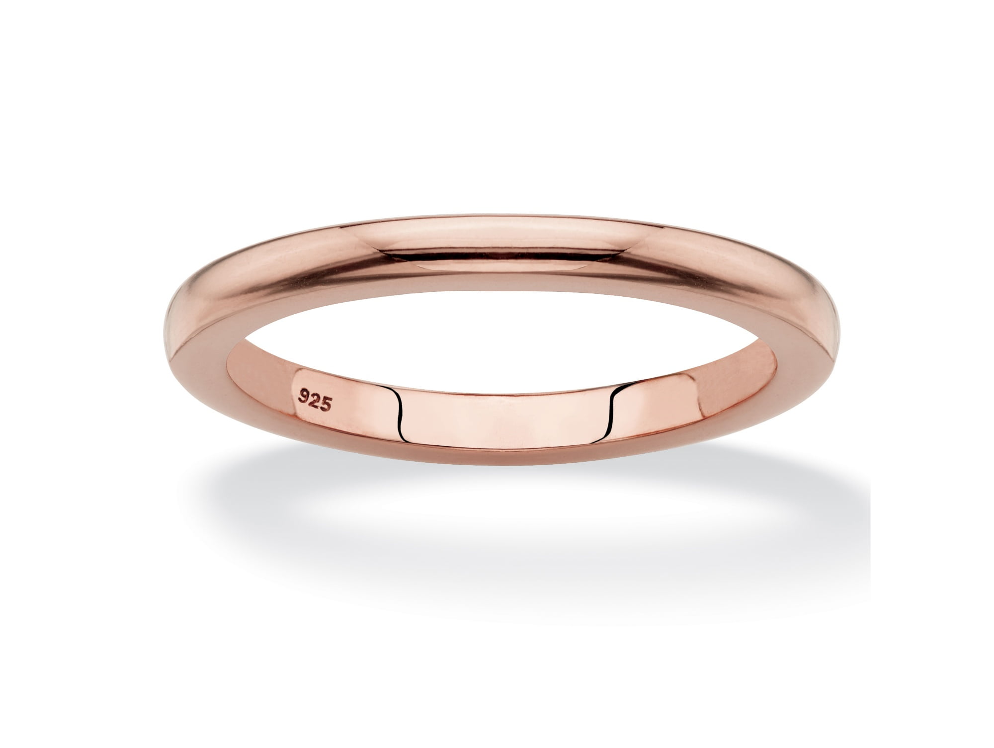 Polished Wedding Ring Band in Rose Gold-Plated Sterling Silver (2mm ...