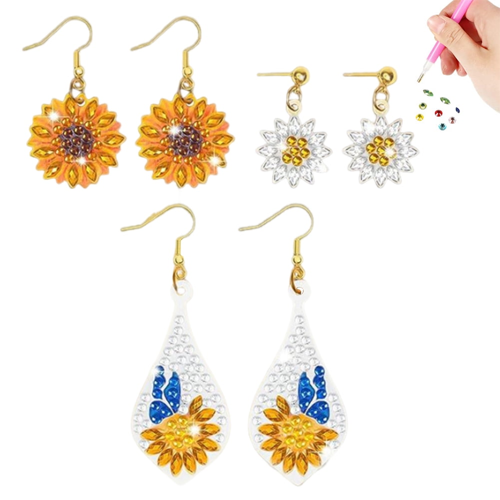 Kit de Pendientes Arte con Purpurina Diamante Cgtredaw 3 Pares Doble ...