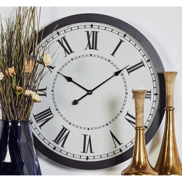 DecMode Traditional Metal Black Round Wall Clock, 30"D - Walmart.com