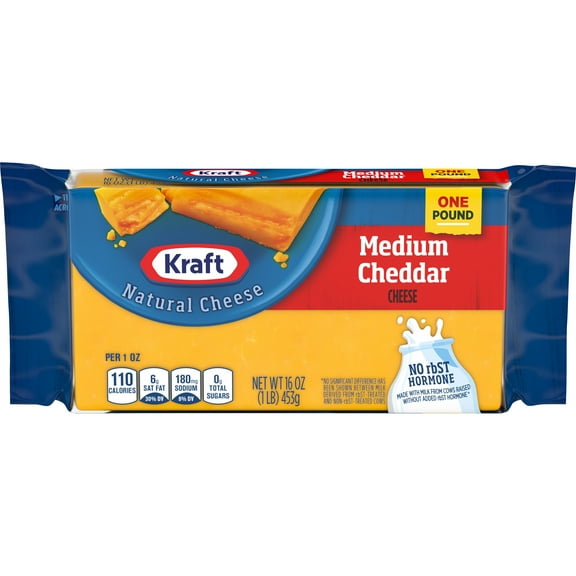 Great Value Sharp Cheddar Cheese 16 oz Block with Flavor, Ideal for ...