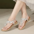 Bibifish Womens Flip Flops Bohemian Rhinestone Flower Toe Loop Ladies ...