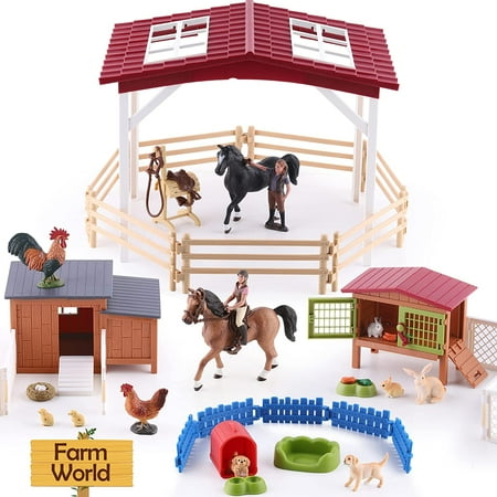 Farm Animal House Toys, Kids Barn Set, Farmhouse Country Playset W ...