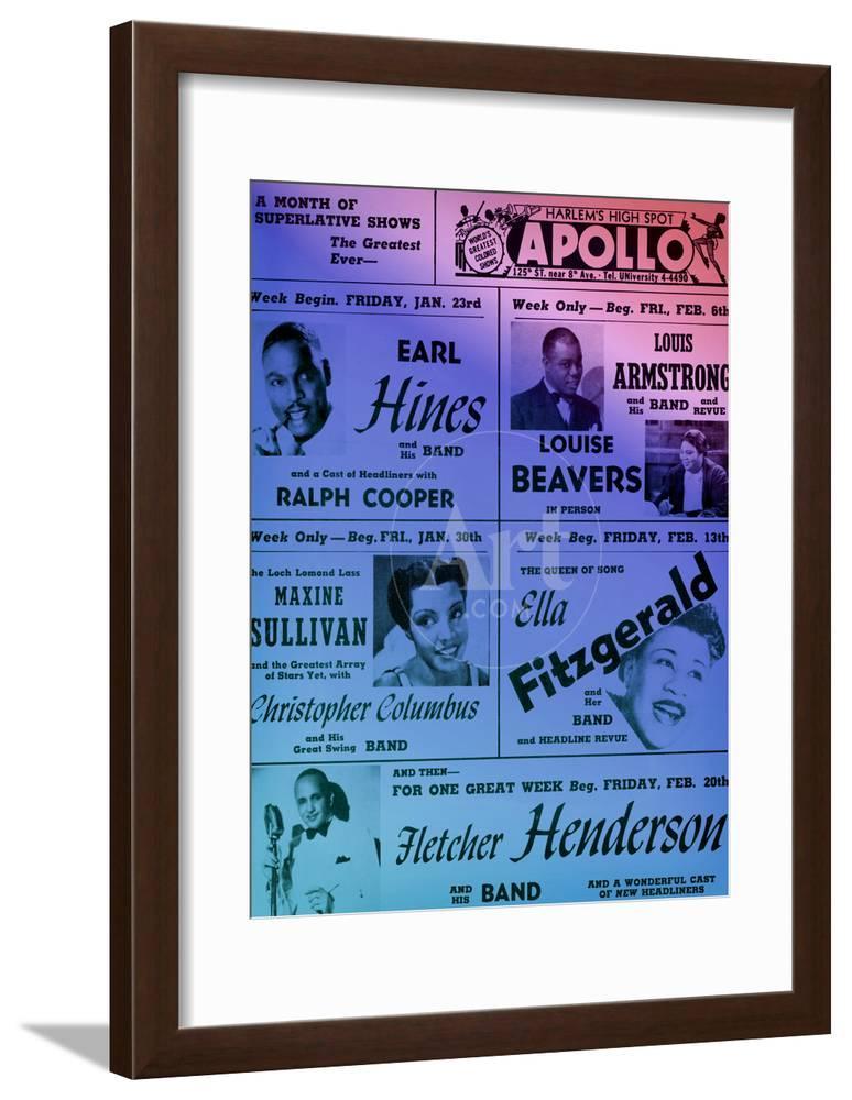 Old Apollo Theater Performance Calendar in Cool Colors Framed Print ...