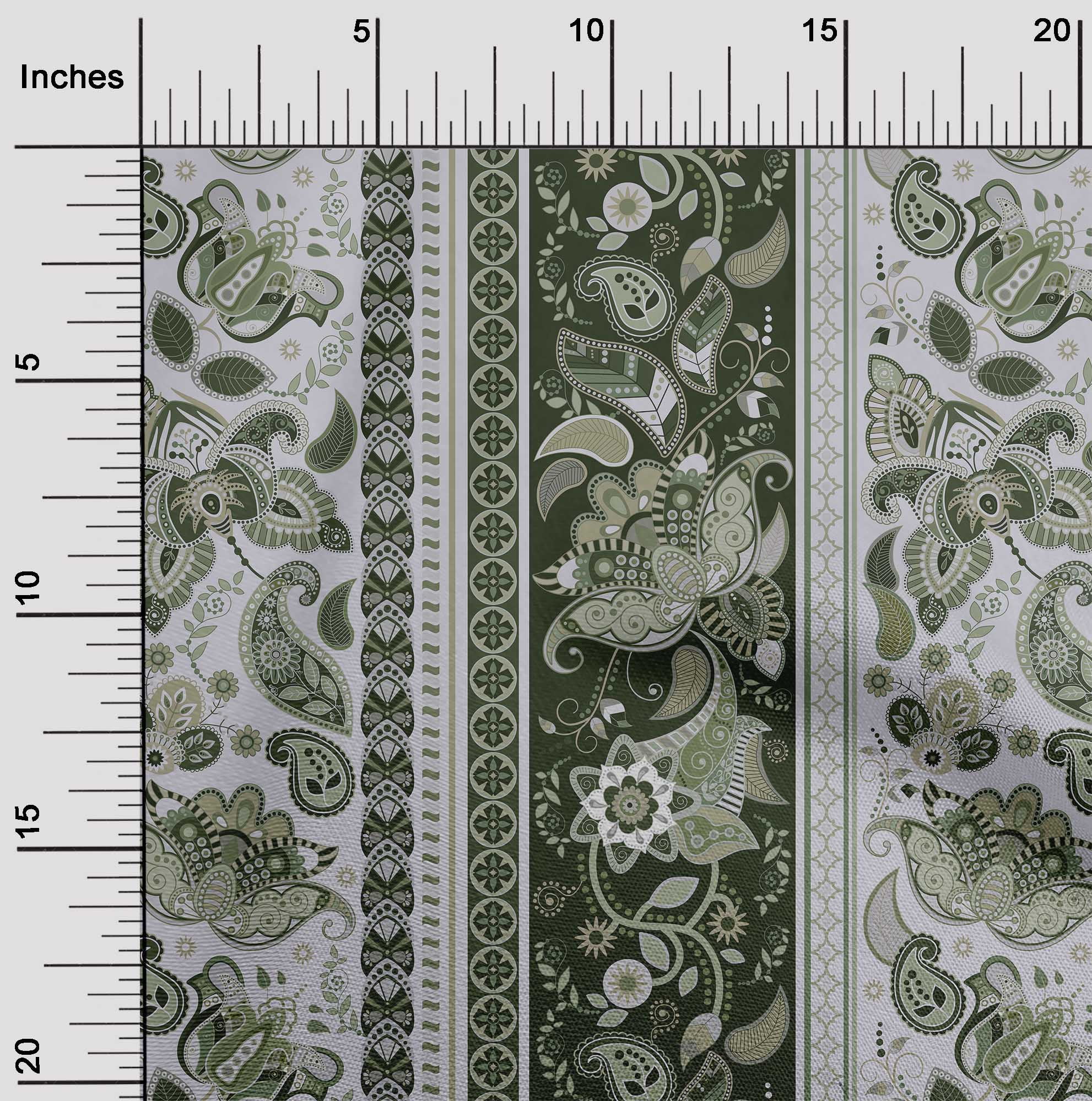 oneOone Silk Tabby Dark Green Fabric Stripe,Floral & Paisley Sewing ...