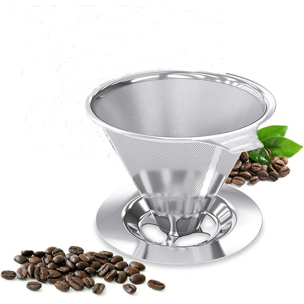 Paperless Pour Over Coffee Dripper Stainless Steel Cone Filter, Single ...