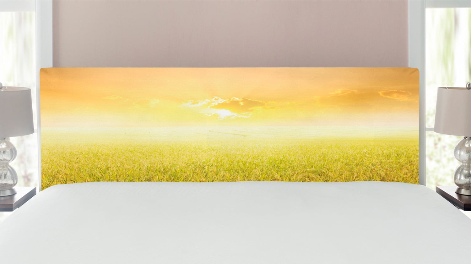 Yellow Headboard, Rice Field Farm and Sunset Countryside Agriculture ...