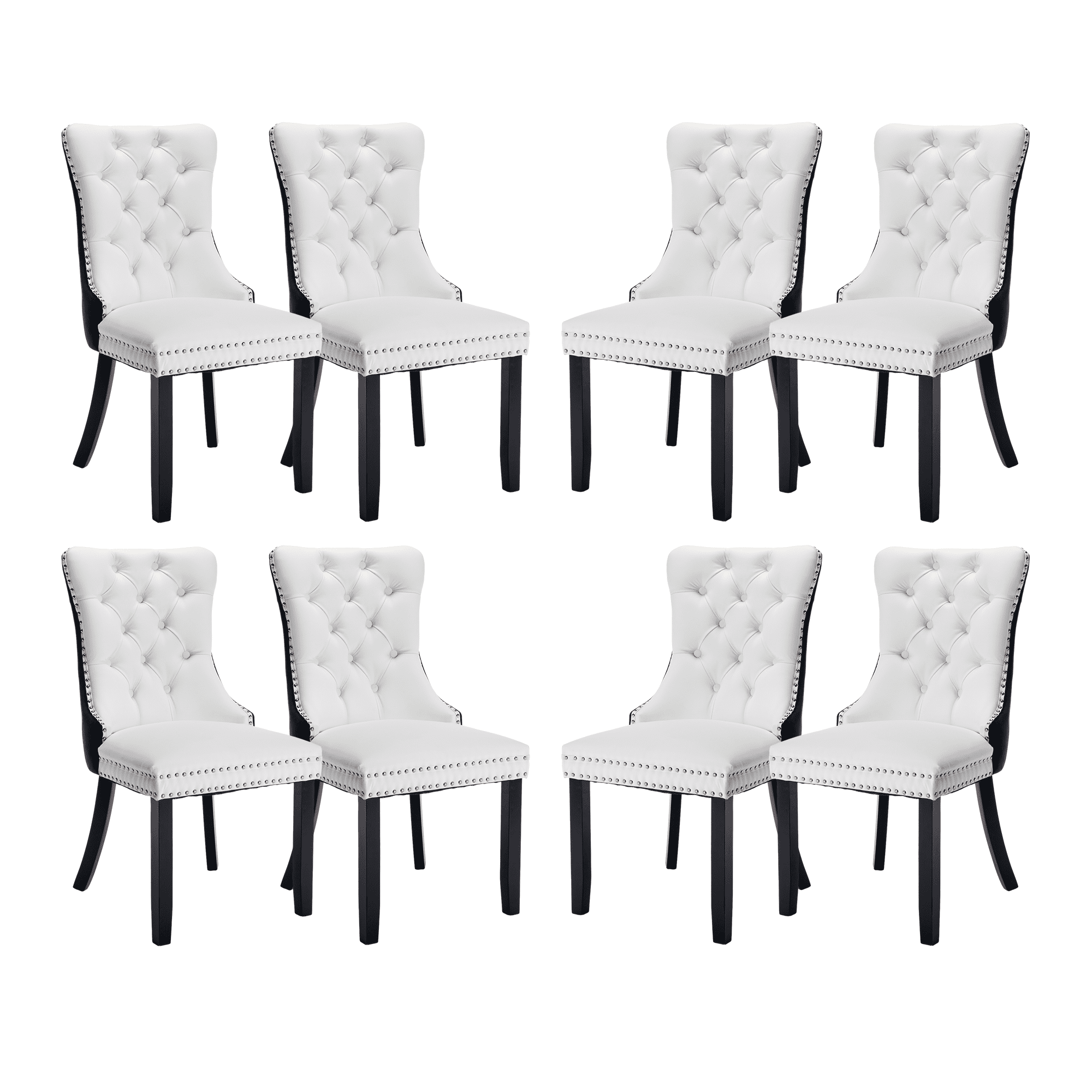 Tufted Dining Chair, Contemporary PU and Velvet Chairs for Dining Room ...