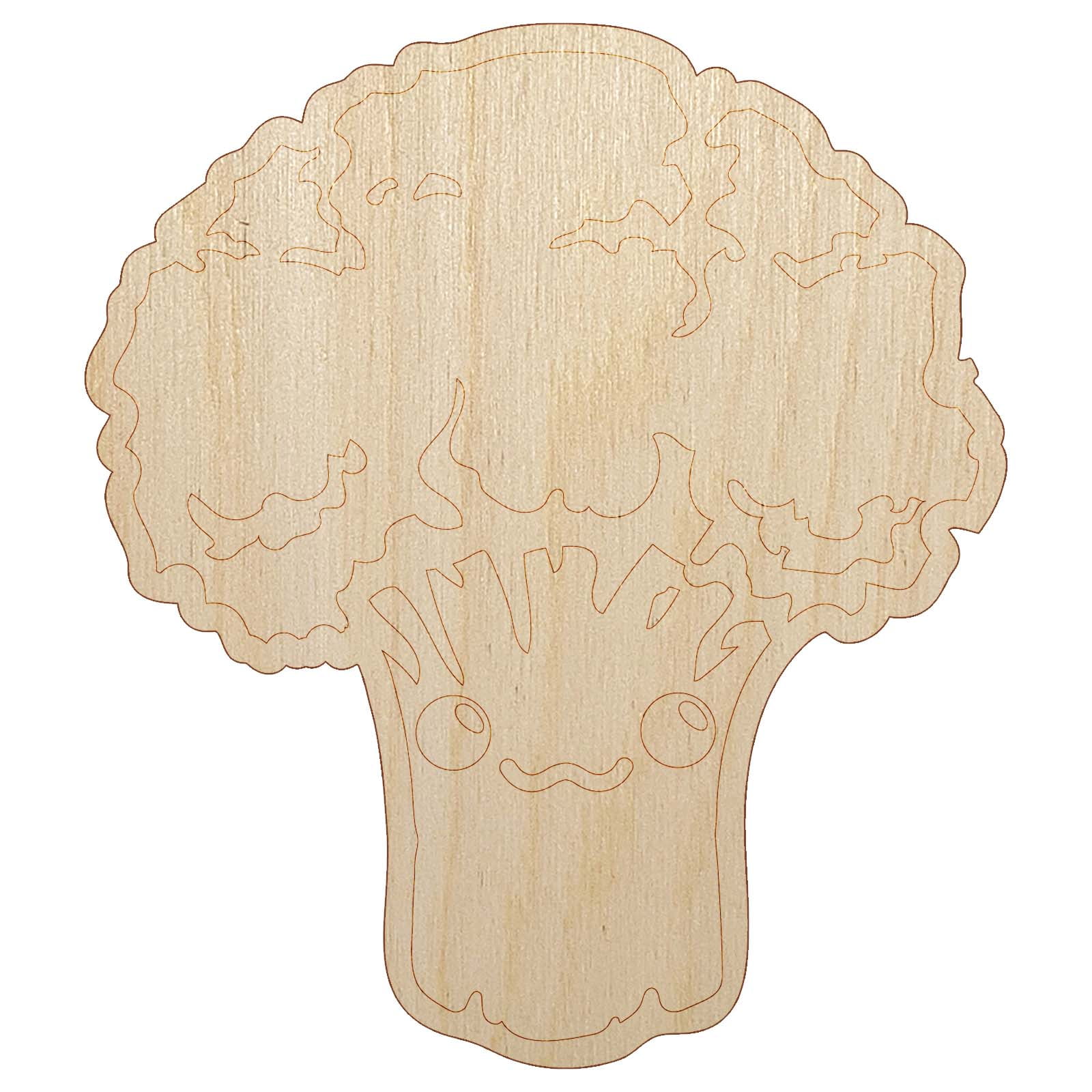 Cute Kawaii Broccoli Vegetable Wood Shape Unfinished Piece Cutout Craft ...