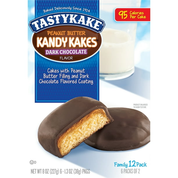 Tastykake Dark Chocolate Flavored Peanut Butter Kandy Kakes, 12 Count ...