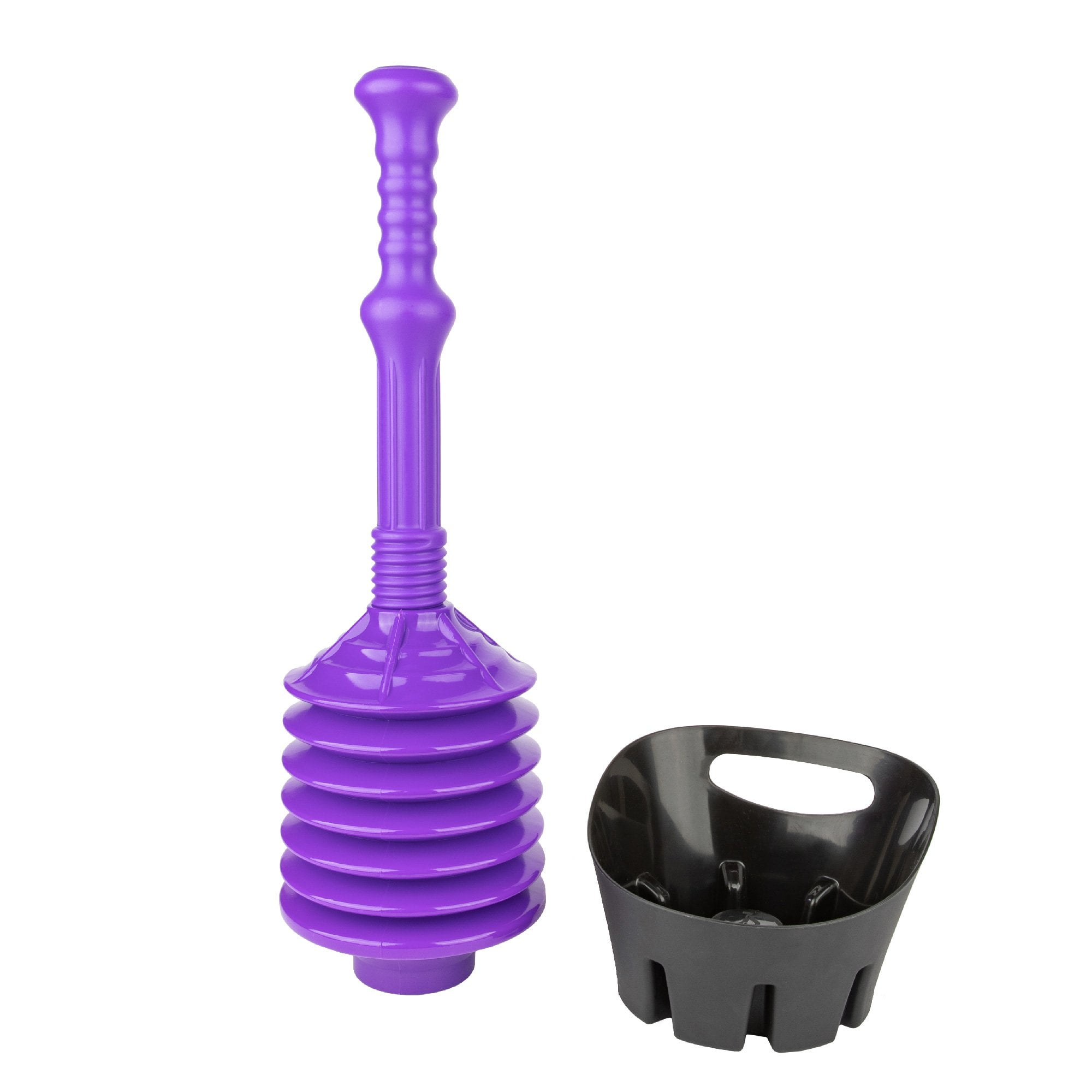 Antimicrobial Purple Bellows Accordion Toilet Plunger with Black ...