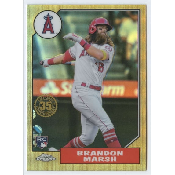 2022 TOPPS CHROME 1987 BASEBALL REFRACTOR #87BC-18 BRANDON MARSH RC LOS ...
