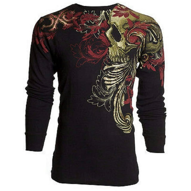 Xtreme Couture by Affliction Men's Thermal Shirt TELEPHUS (Black ...