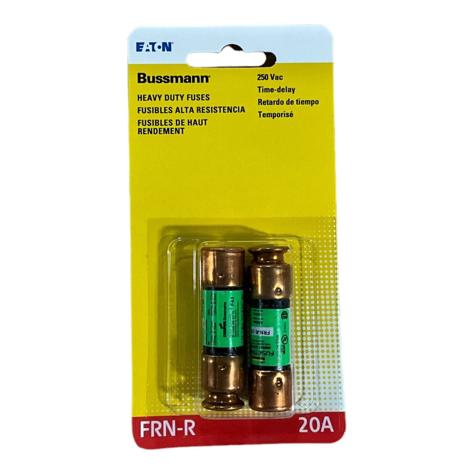 Eaton Bussman (2-Pack) Heavy Duty Fuses 250 VAC FRN-R 20A - 4 Fuses ...