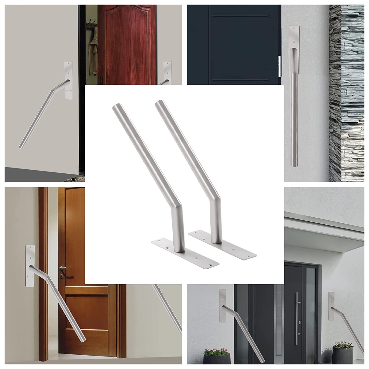 Miumaeov 2 Pack Stainless Steel Handrail Grab Wall Mount Hand Railing ...