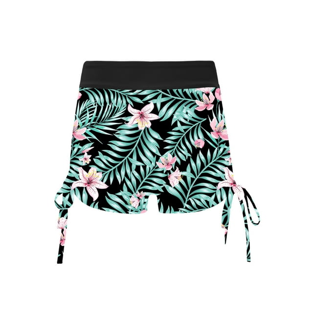 iEFiEL Girls Print Swim Shorts Side Drawstring Boyshorts Tankini ...