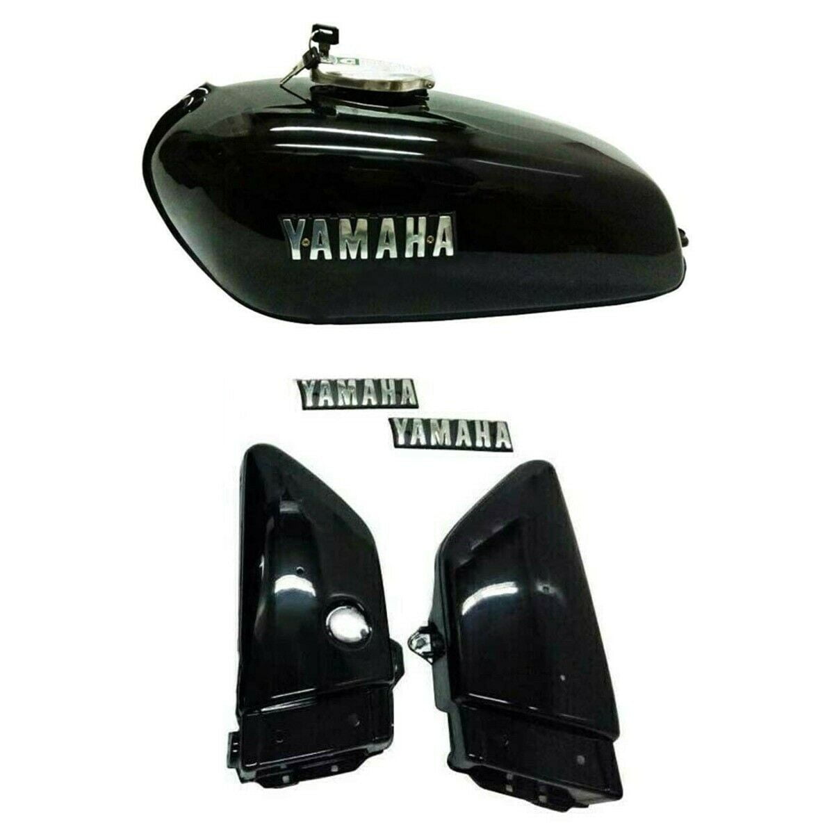 Yamaha RX100 RX125 Petrol Fuel Gas Tank With Chrome LID Cap & Side ...