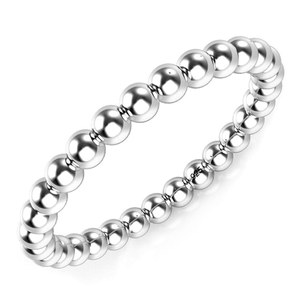 Sz 6 Sterling Silver 2MM Eternity Bead Wedding Band Ring - Walmart.com