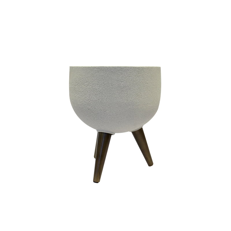 Japi Pottery Round Rustic Plastic Planter with stand in Gray 20"Hx13"W ...