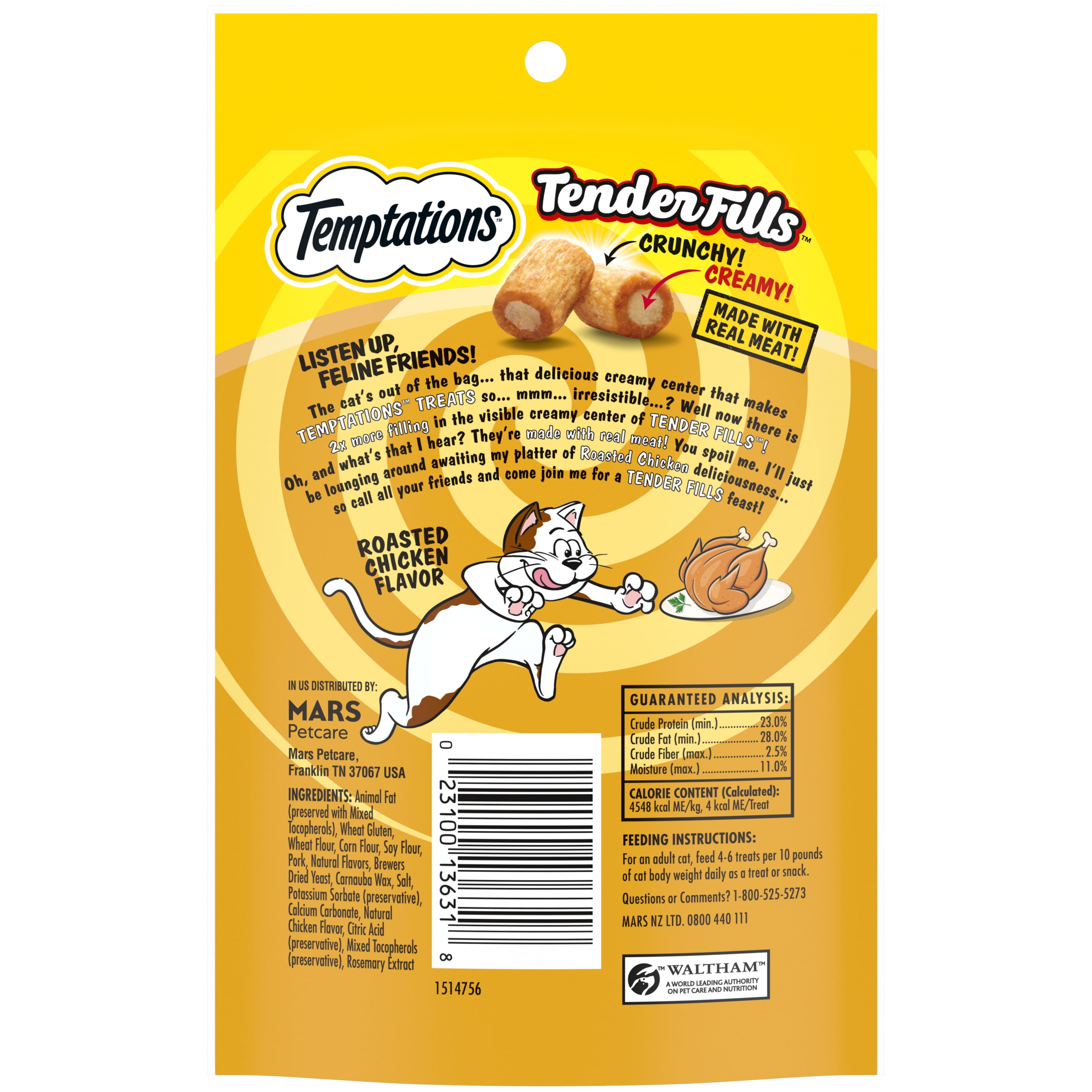 TEMPTATIONS Tender Fills Roasted Chicken Flavor Soft Chew Treats for ...