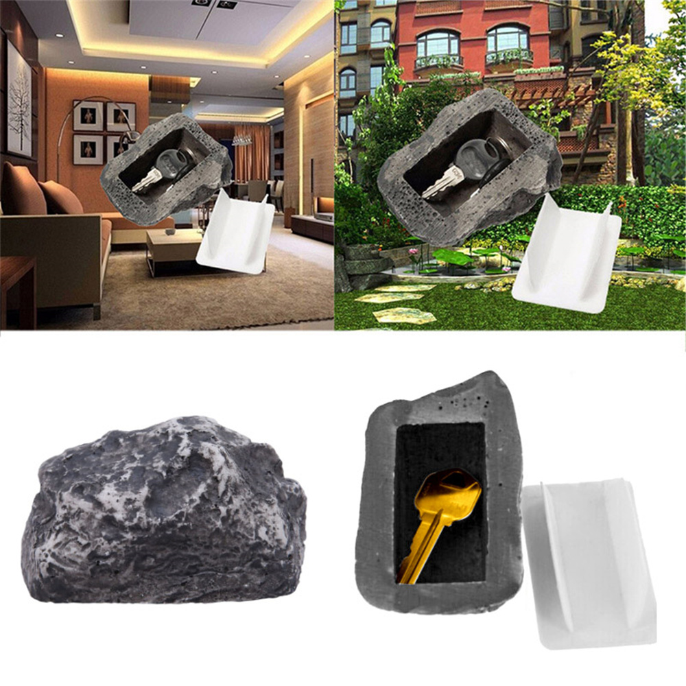 Fake Rock Key Hider - 7 * 8cm Flat Base Holder in Gray Color for Safe ...