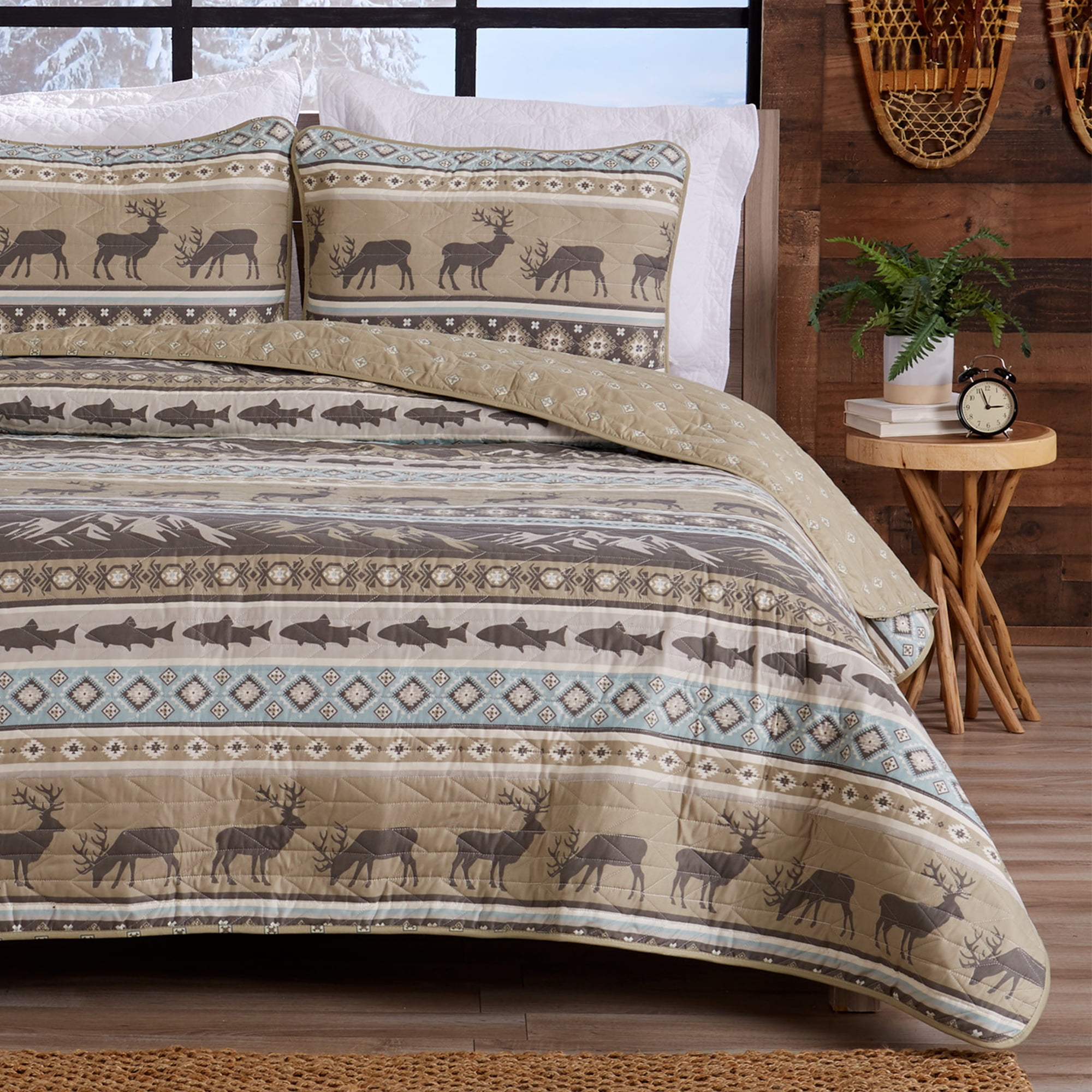 Great Bay Home Rustic Lodge Reversible Reversible Quilt Set With Shams ...