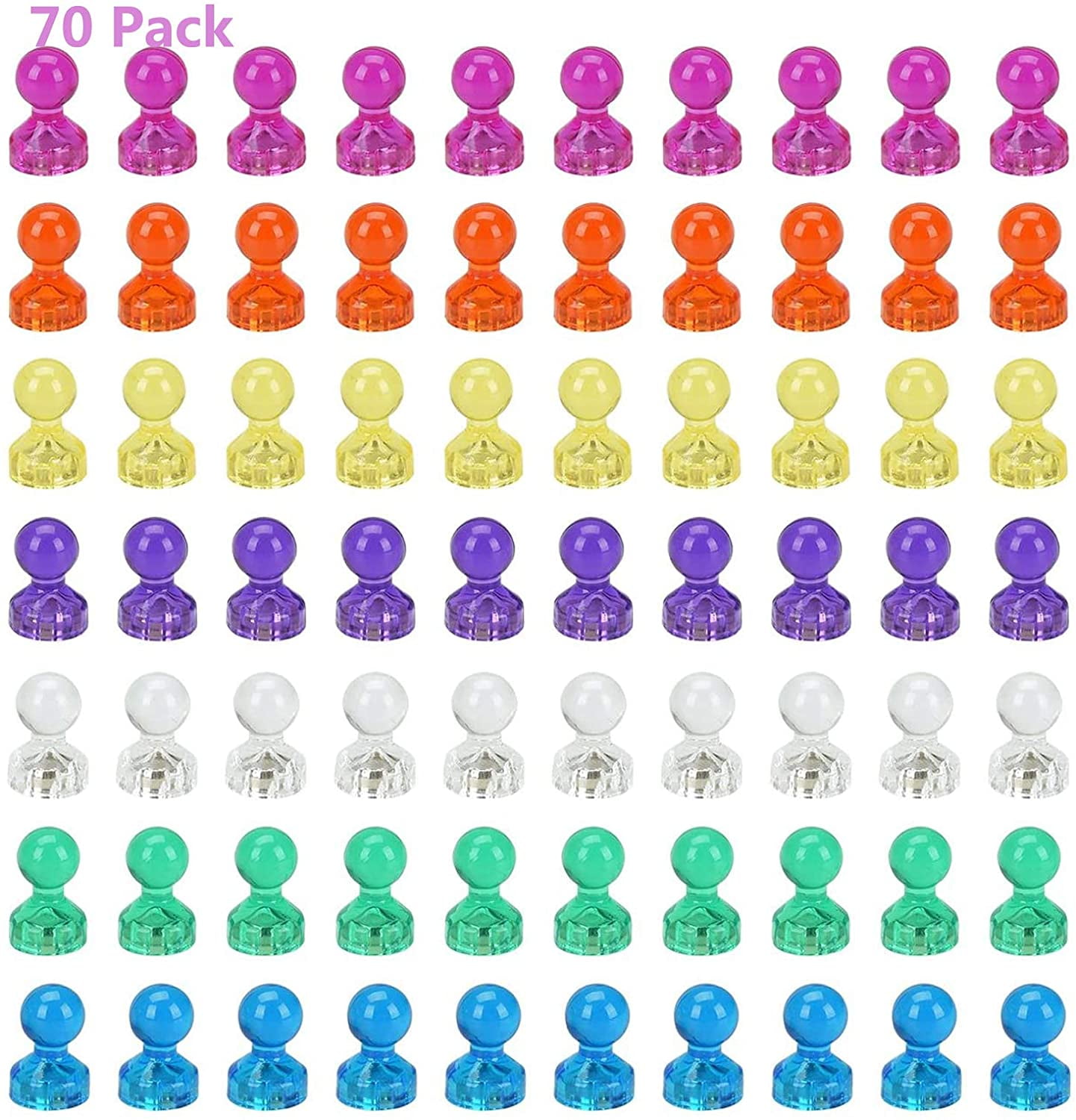 70 pieces of colored and transparent magnets, 7 colors, perfect for ...