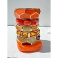 Amber Faceted Geometric Bangle Bracelet In Goldtone Metal - Color E ...