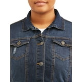 New Look Juniors' Plus Size Distressed Denim Jacket - Walmart.com