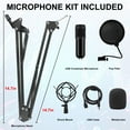 USB Microphone Kit with Stand & Filter for PC, Podcast, Gaming, Singing ...