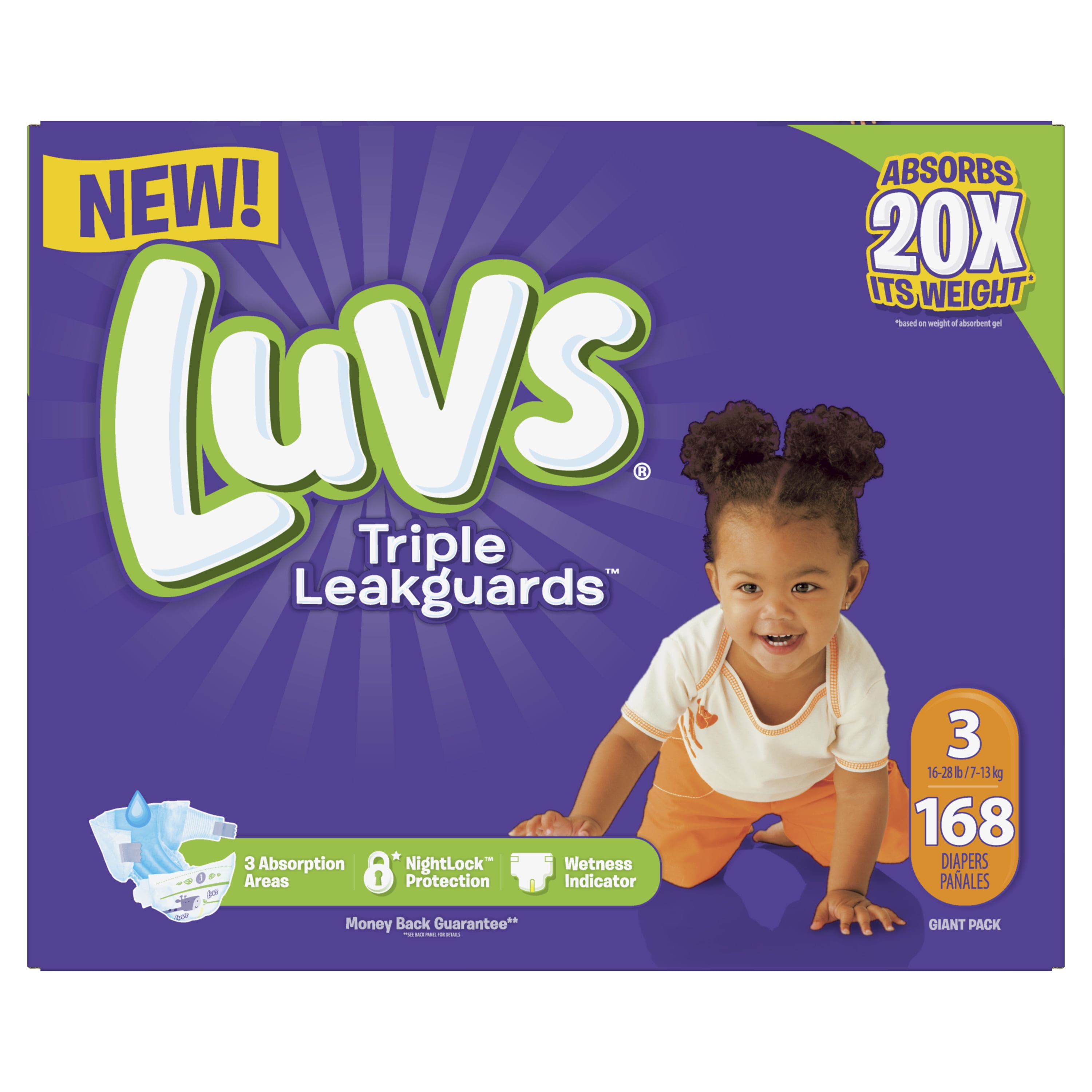 Luvs Triple Leakguards Diapers Size 3 168 Count – Walmart Inventory ...