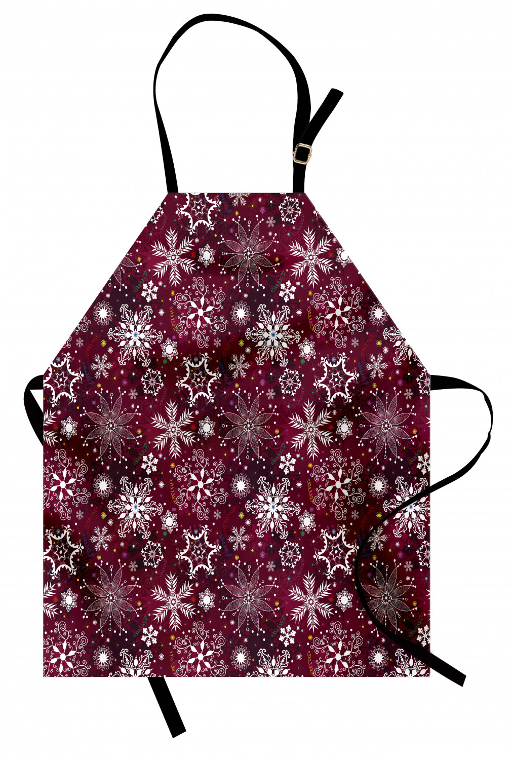Winter Apron Floral Flakes with Colorful Swirls Dots and Stars Confetti ...