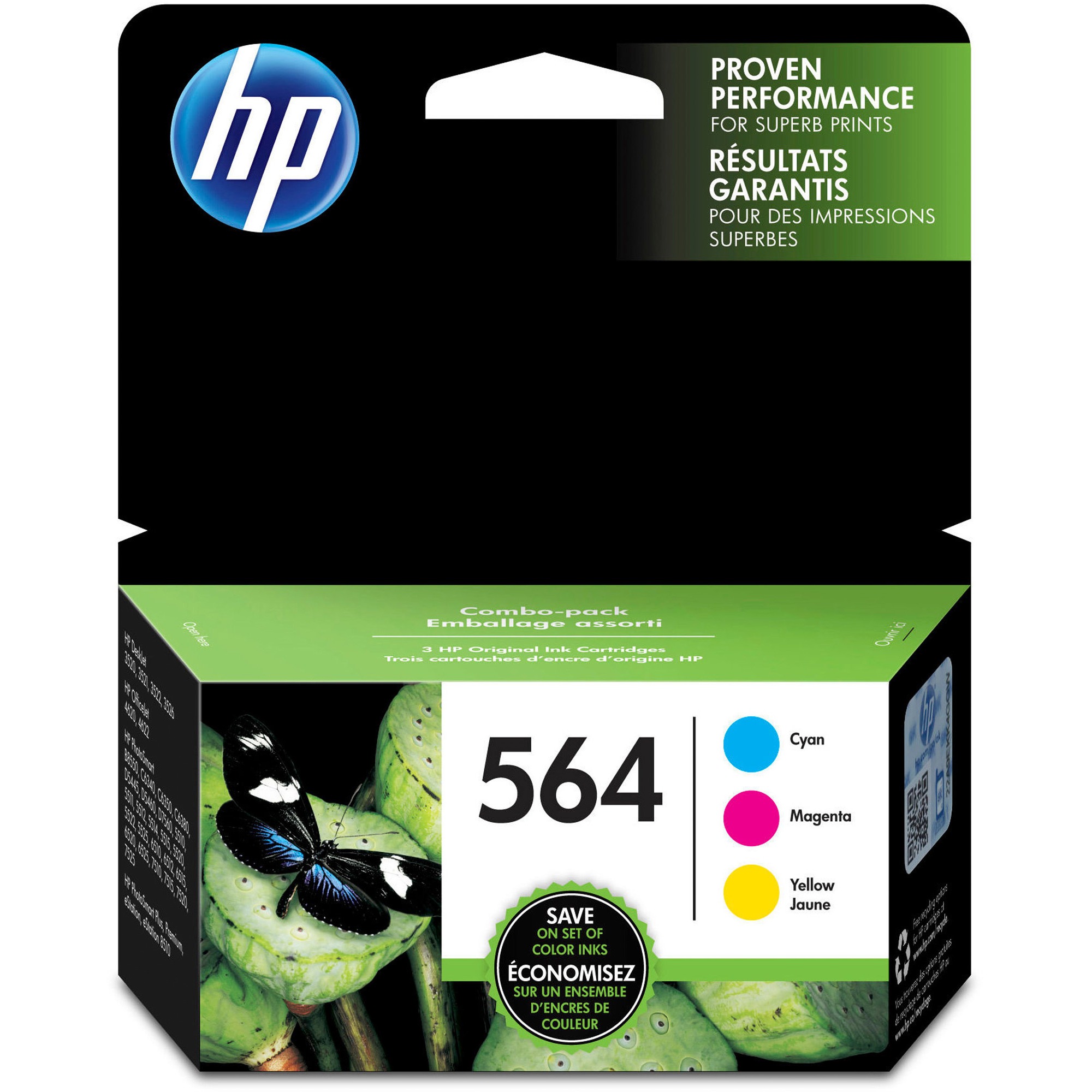 HP 564 Ink Cartridges Cyan Magenta Yellow 3 Cartridges N9H57FN HP 564 Ink Cartridges Cyan Magenta Yellow 3 Cartridges N9H57FN