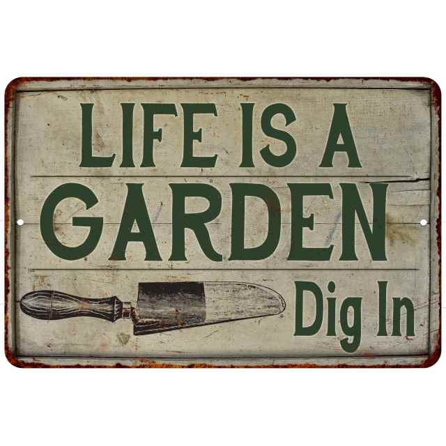 Garden Dig In Vintage Look Garden Chic 8x12 Metal Sign 208120020033 ...