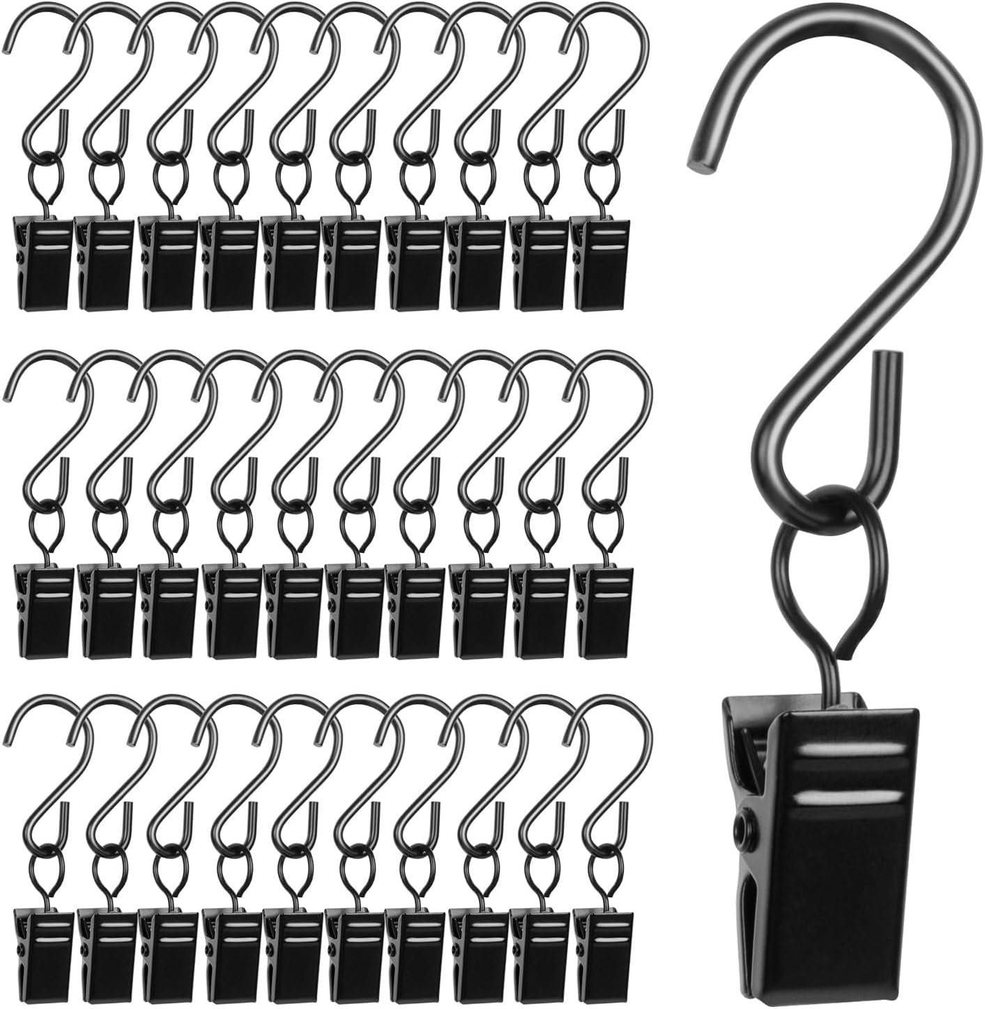 50 Pack Curtain Hooks Metal Clips, Light Clips for Outside String ...
