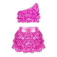 Shadoumai Girls Sequin Dance Outfit Two Piece Stretchy Comfort Fit ...