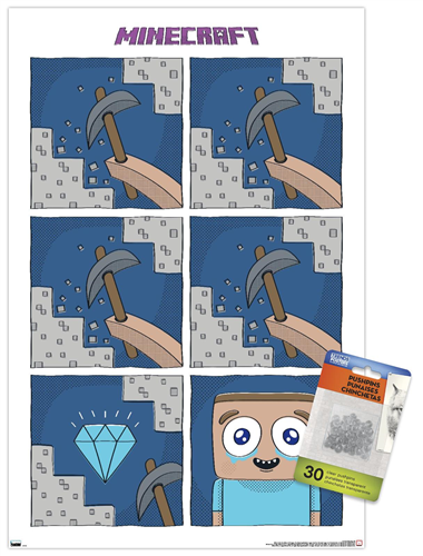 Minecraft - Simple Comic Steve Cry Wall Poster with Push Pins, 14.725 ...