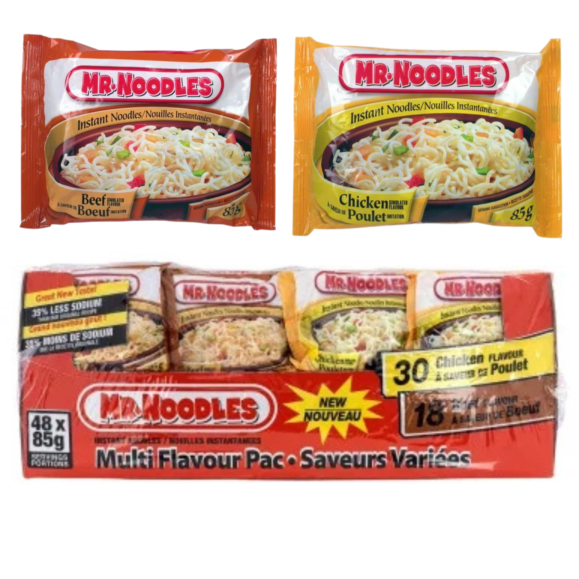 Mr Noodles Instant Noodles Beef & Chicken Variety pack, 48 × 85 g ...