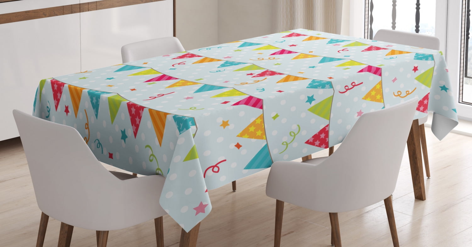 Birthday Decorations Tablecloth, Colorful Pretty Triangular Party Flags ...