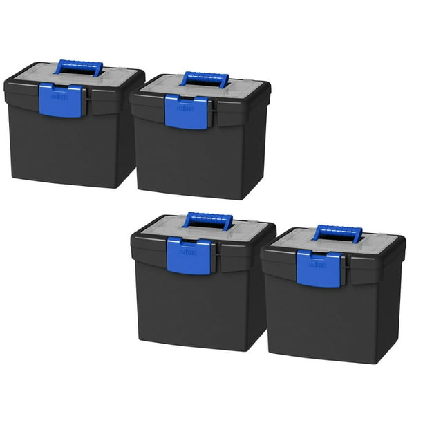 Storex Portable File Box, with Lockable XL Supply Storage Lid and Carry ...