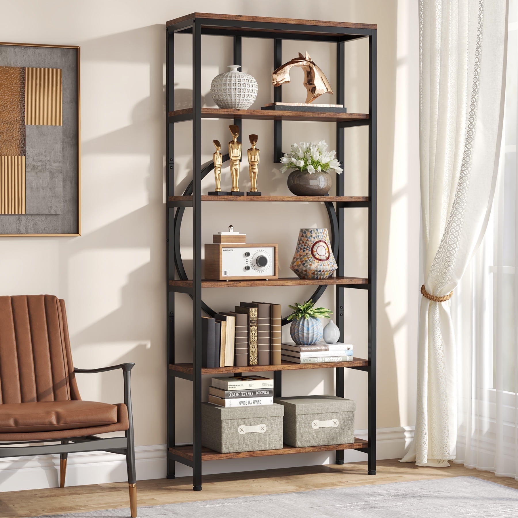 Click here for Fnova 70.9 6-Tier Industrial Bookshelf  Tall Open... prices