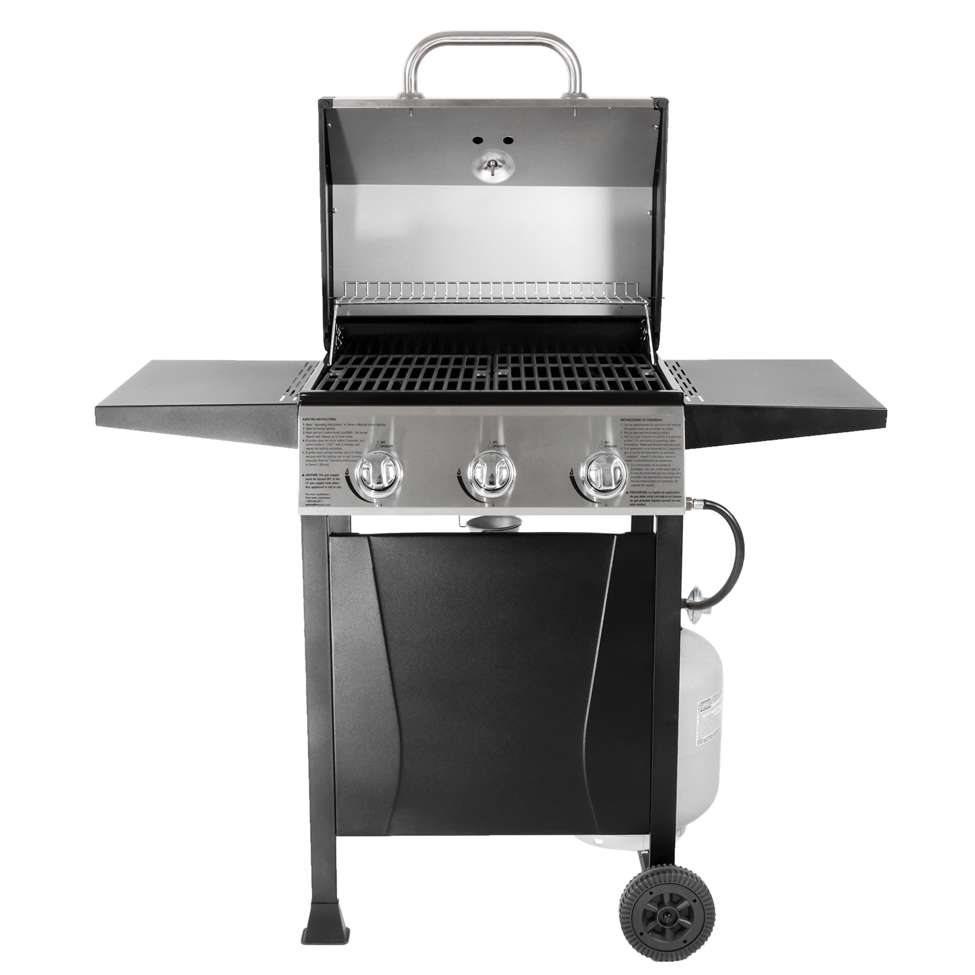 Grill Boss GBC1932M 3 Burner Gas Grill with Top Cover and Side Shelves ...