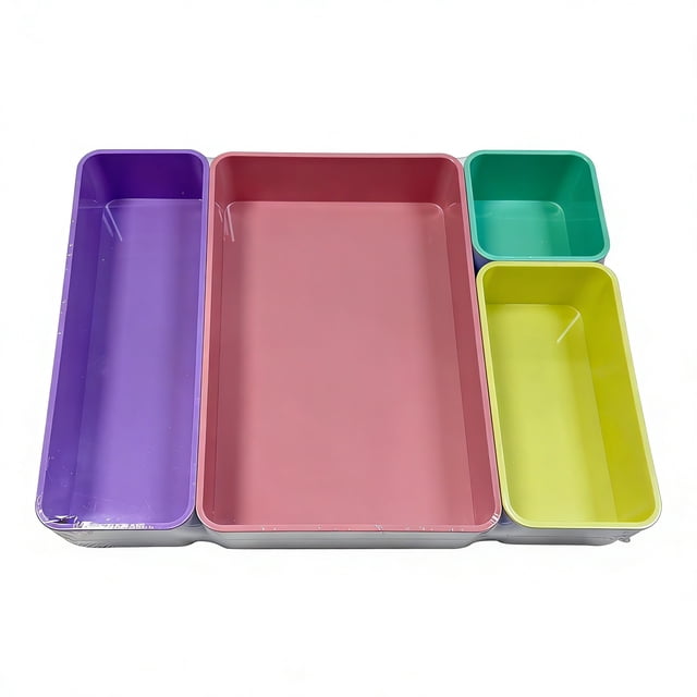 Per+Gear 4 Set Organizer Tray,Pink,Purple,Yellow,Green,Plastic Desktop ...