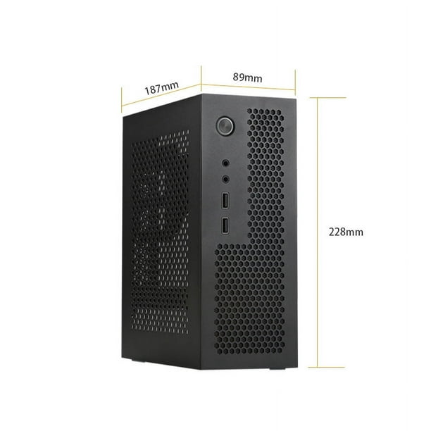 Caja de ordenador HTPC A09 vertical y horizontal negra Placa base ITX pequeña Fuente de ...
