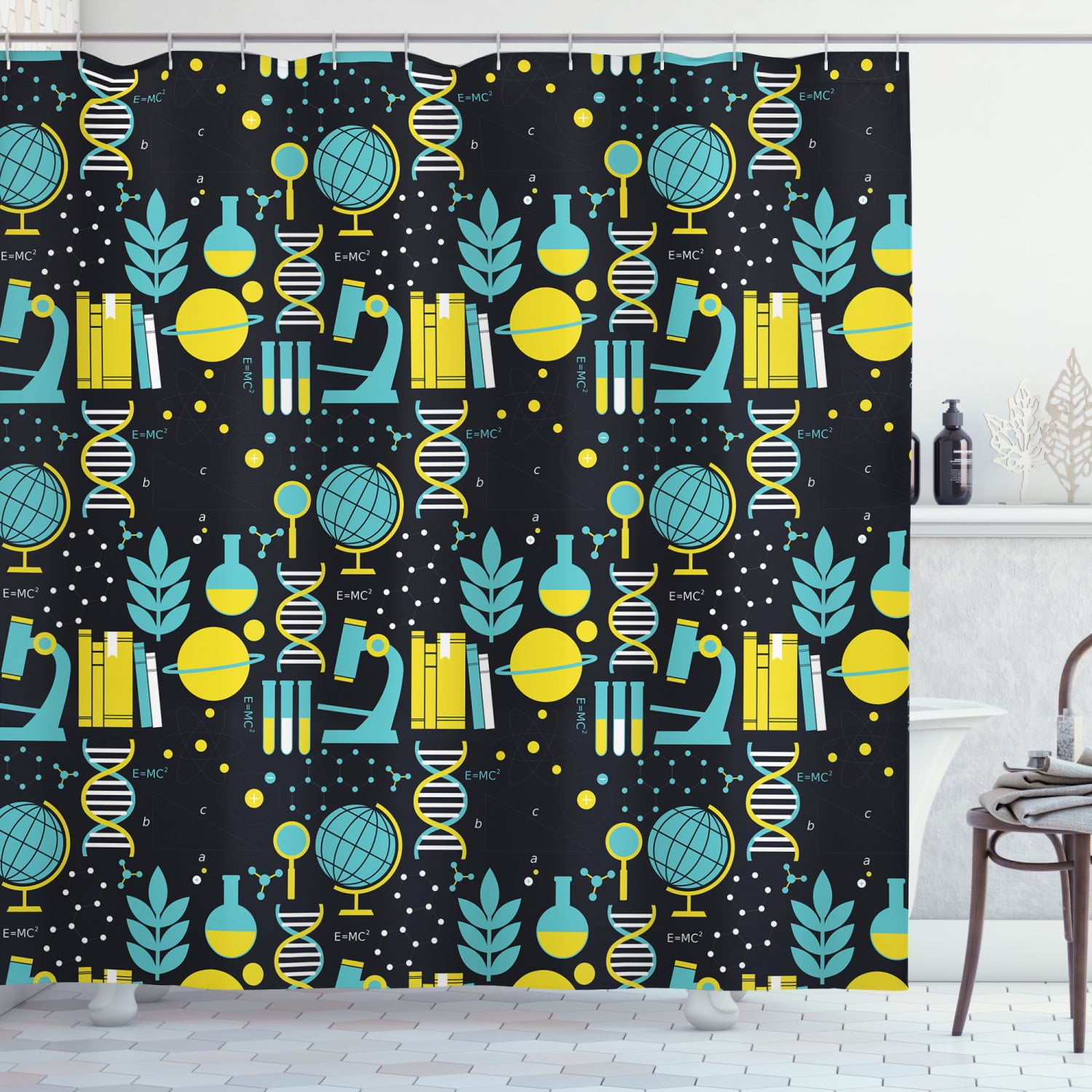 Ambesonne Astronomy Shower Curtain, Science Pattern Print, 69"Wx70"L ...