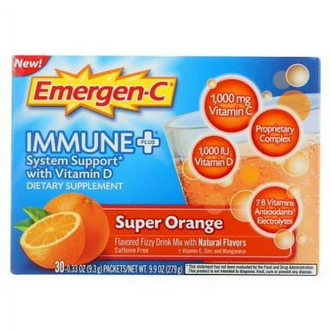 Emergen-C Immune Plus Vitamin C Supplement Powder, Raspberry, 30 Ct ...
