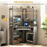 Homieasy Corner Gaming Desk with Keyboard Tray, LED Light, Hutch & USB ...